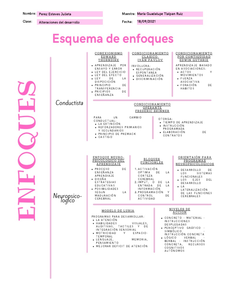 Esquema de Enfoques | PDF | Aprendizaje | Psicoanálisis