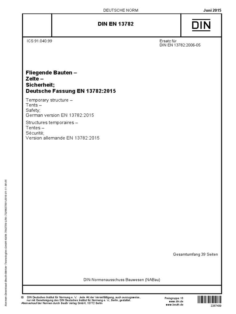 DIN EN 13782 Juni 2015 | PDF