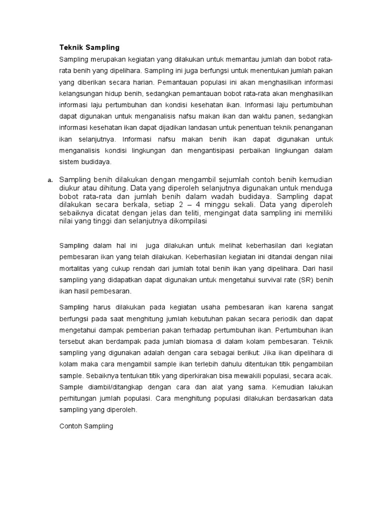 Materi Sampling Dan Sintasan Hidup Ikan | PDF