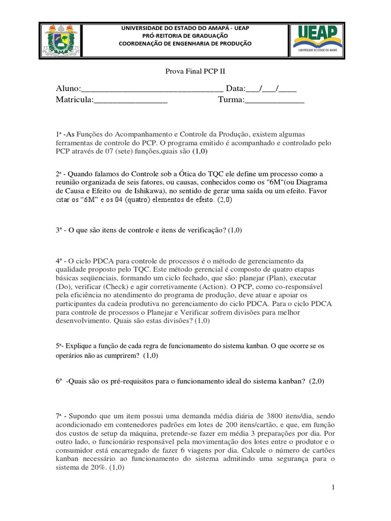 Prova PCP Final | PDF