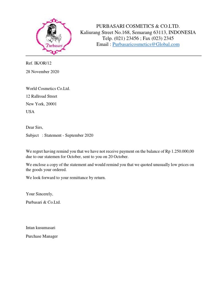 Collection Letter First Second Third & Fourth Reminders | PDF