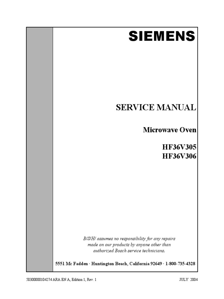 Siemens: Service Manual | PDF | Electrical Connector | Ac Power Plugs ...