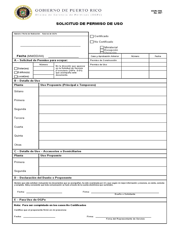Solicitud de Permiso de Uso OGPe | PDF | Arquitecto | Puerto Rico