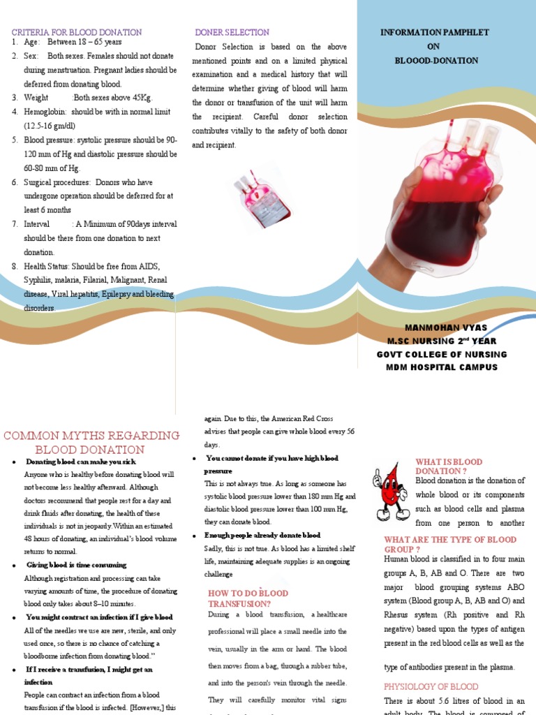 1 Pamphlet English | PDF | Blood Donation | Blood