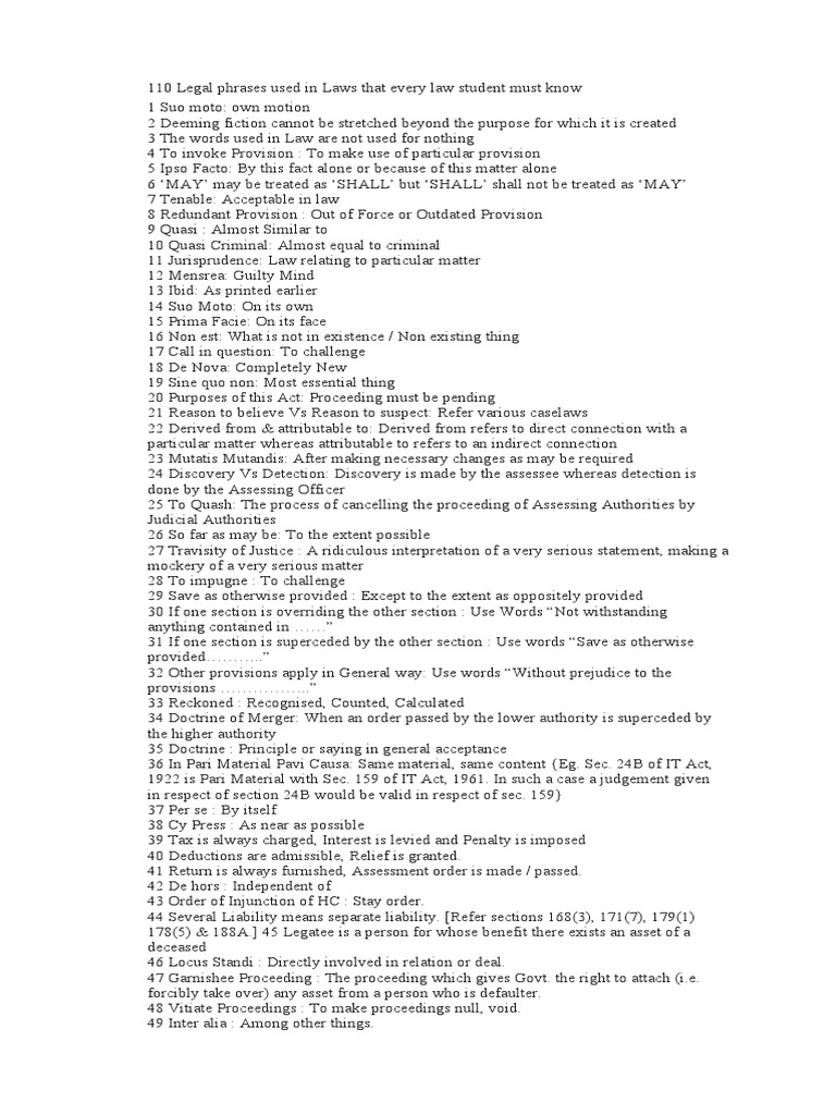 Legal phrases every law student must know | PDF | Crime & Violence ...