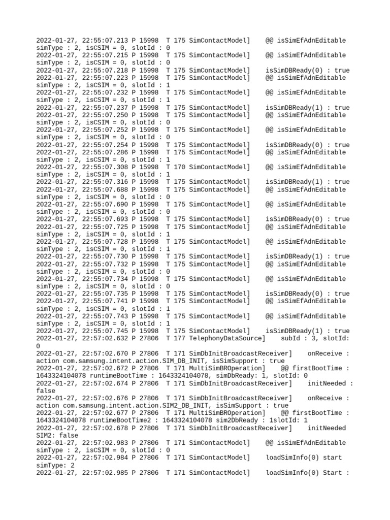 SIM Contact Model Initialization Logs | PDF | Apple Inc. Software | Mobile Technology