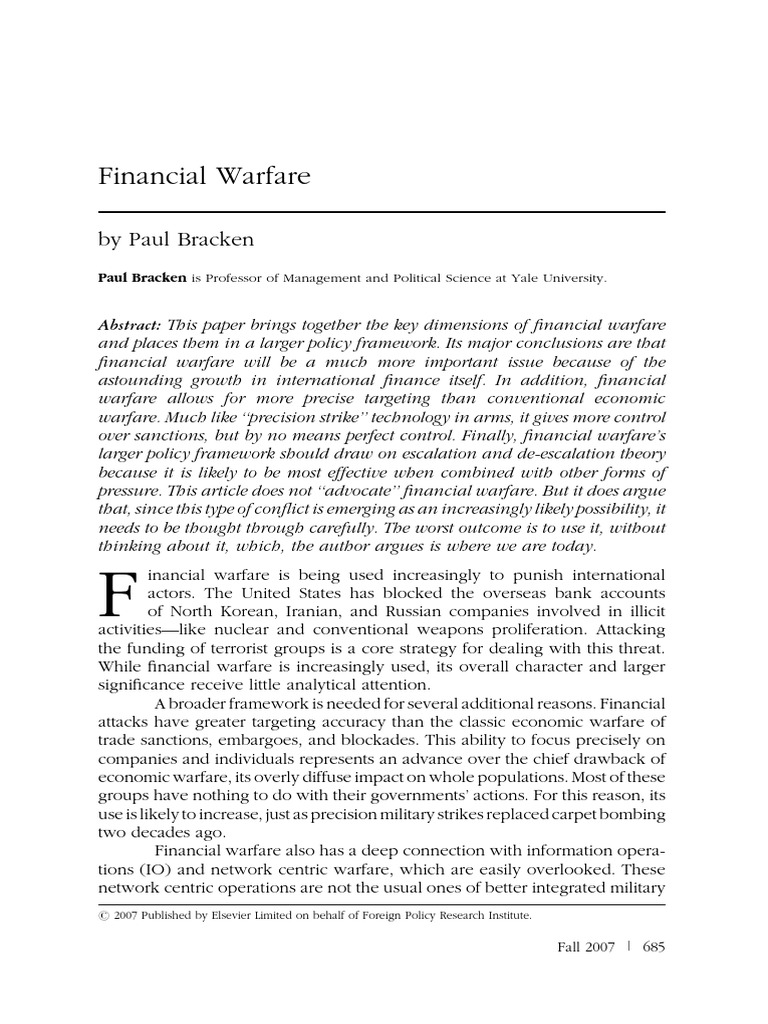 Paul Bracken Financial Warfare | PDF | Long Term Capital Management ...