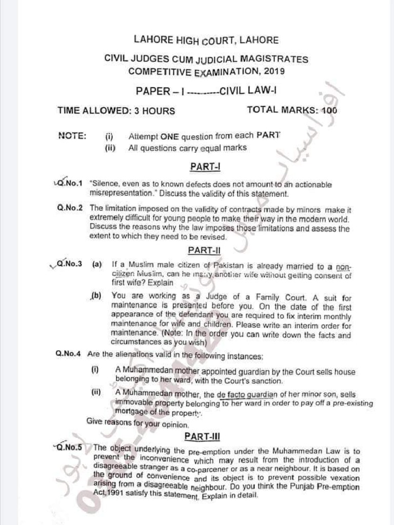 Civil Judge Papers 2019-1 | PDF