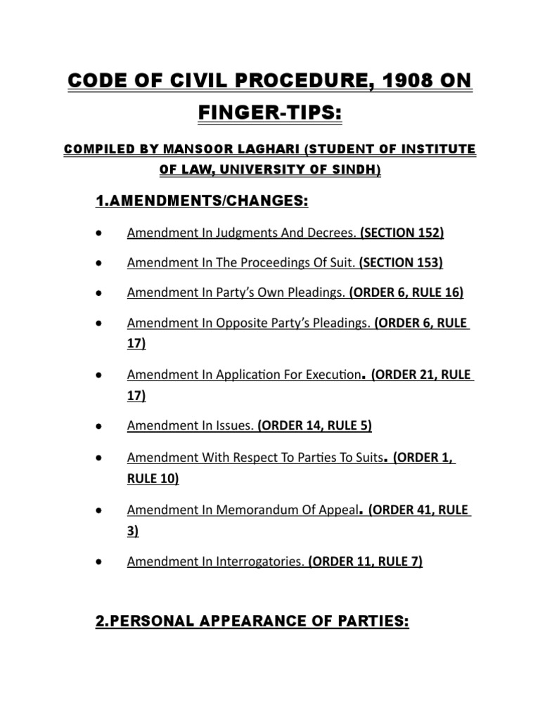 Code of Civil Procedure Remedies at a Glance | PDF | Lawsuit | Judgment ...