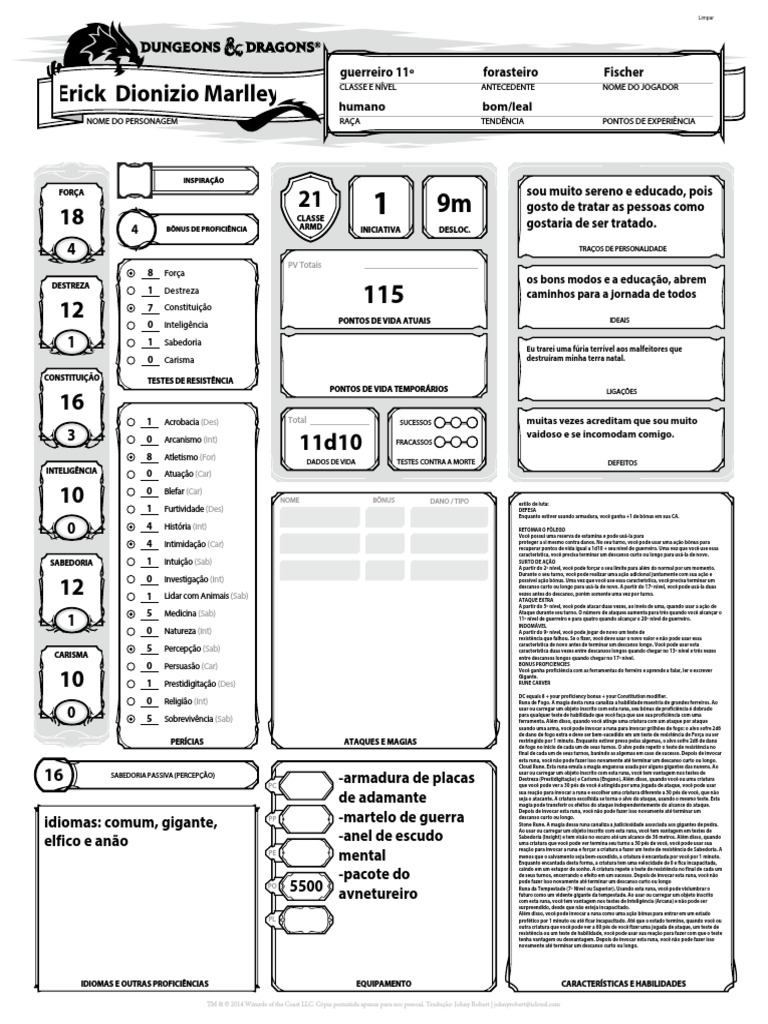 DND 5e - Ficha - Automatica | PDF