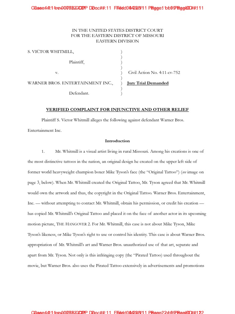 Whitmill v. Warner Brothers | PDF | Diversity Jurisdiction | Lawsuit