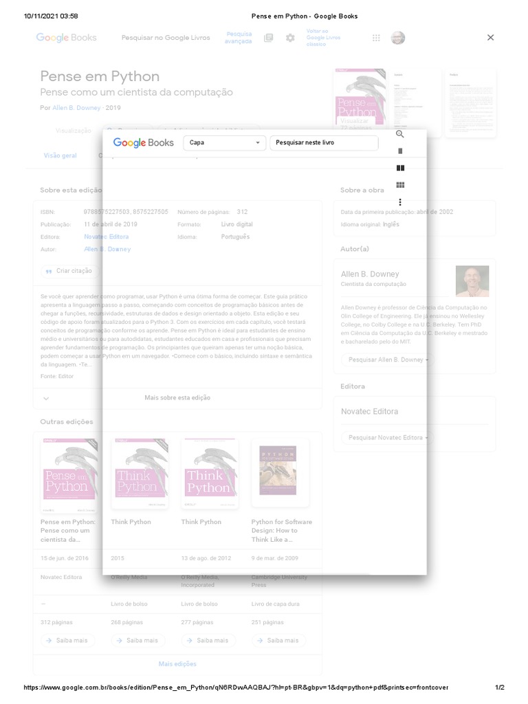 Pense em Python - Google Books | PDF | Python (linguagem de programação ...