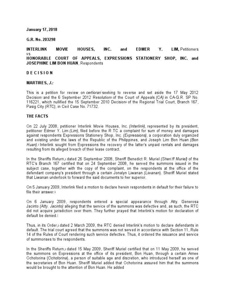 RTC ruling overturned | PDF | Lawsuit | Default Judgment