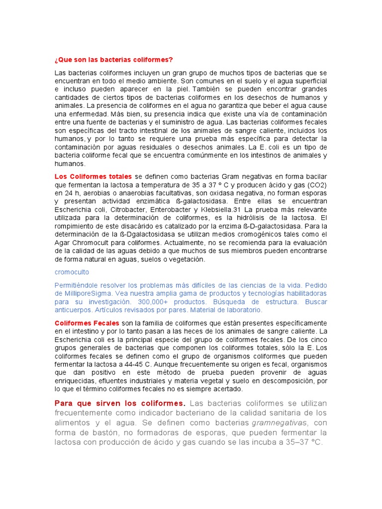 Definición y función de coliformes | PDF | Organismos