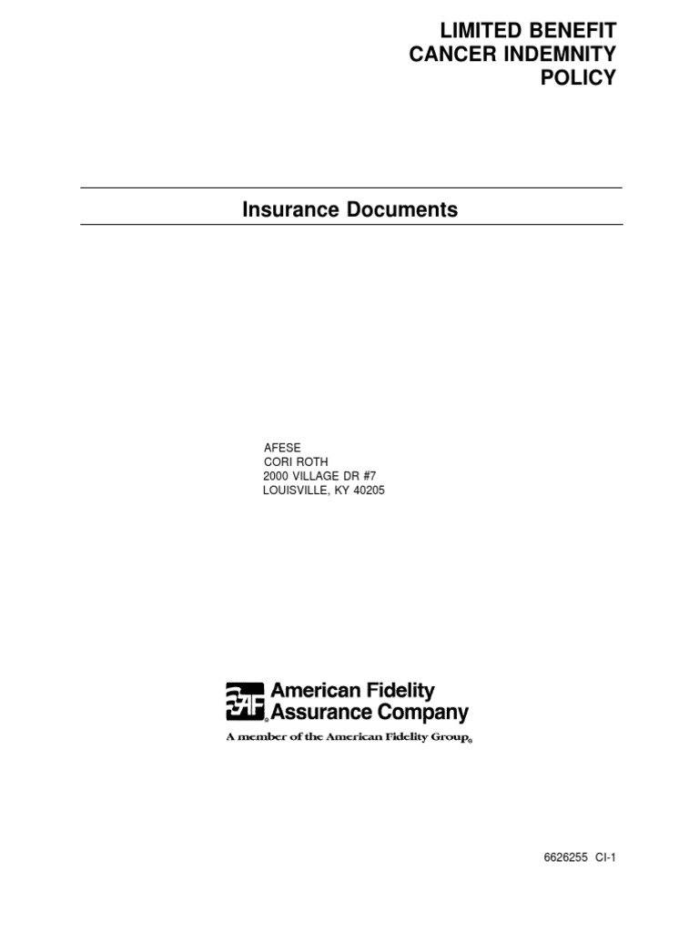 AFA Cancer Care Policy | PDF | Pathology | Insurance