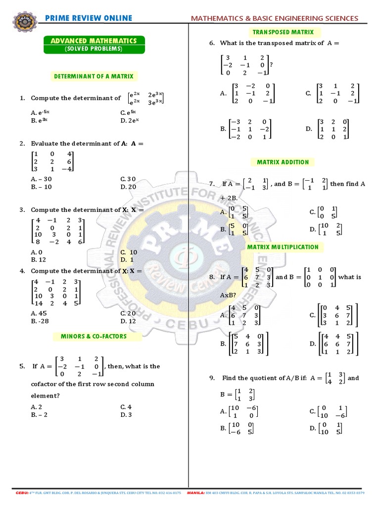 Advamced Math Solved Problems | Download Free PDF | Matrix (Mathematics ...
