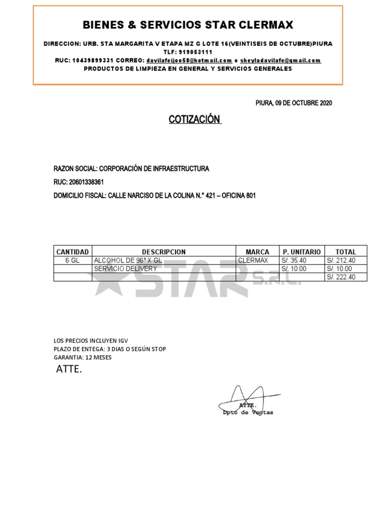 Proforma Sheyyy Alcohol 96 | PDF