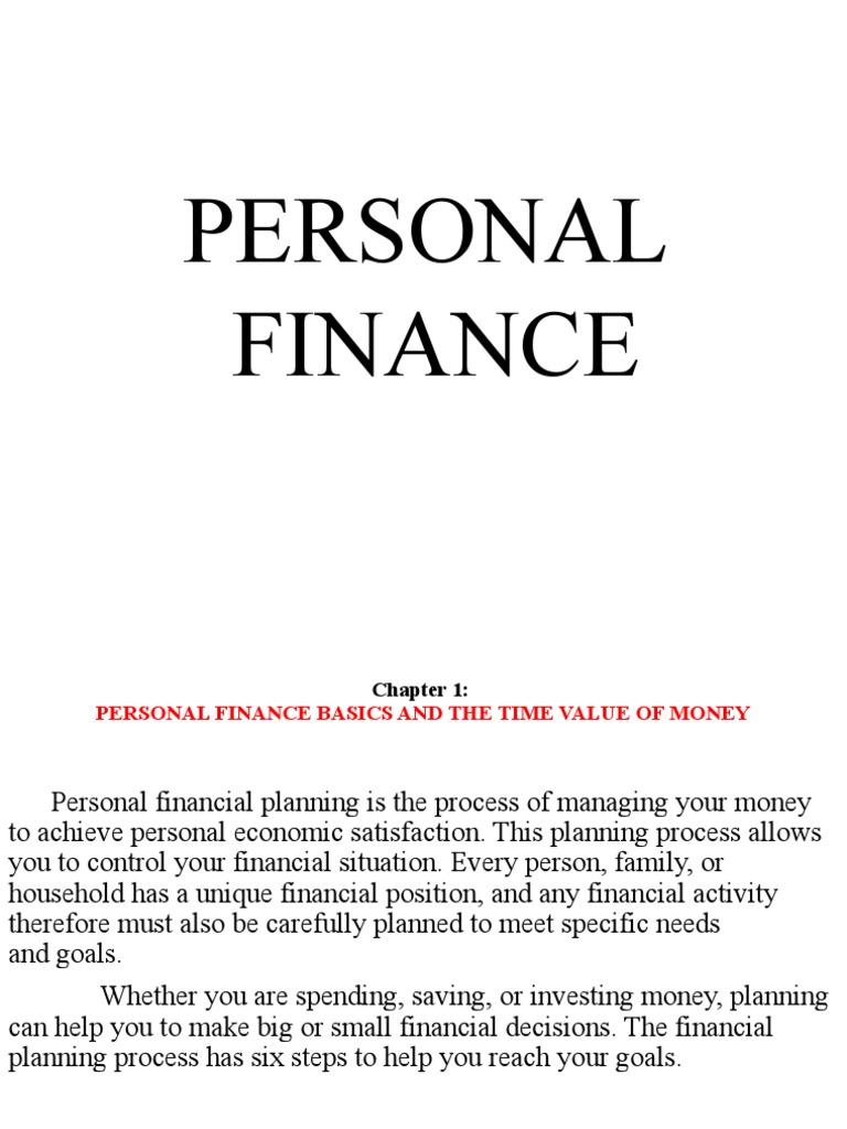 Chapter. 1 p1 Personal Finance | PDF | Goal | Risk