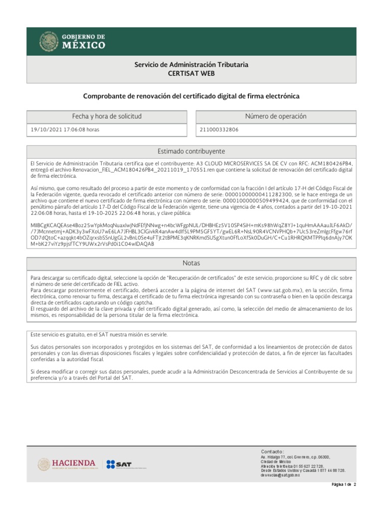 Acuse Renovacion FIEL | PDF | Gobierno