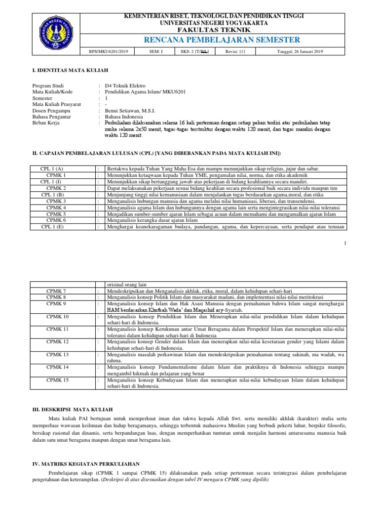 RPS Pendidikan Agama Islam | PDF
