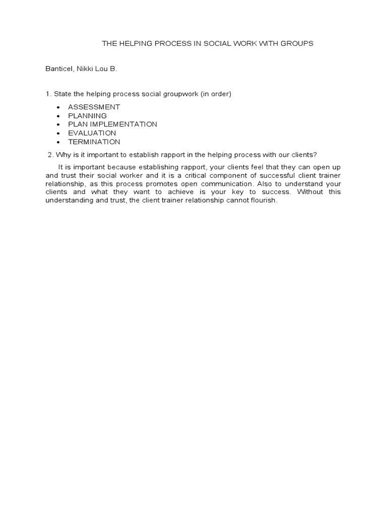 The Helping Process in Social Work With Groups | PDF | Business | Self ...