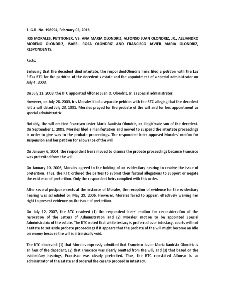 Digest For Notebook Final | PDF | Will And Testament | Probate