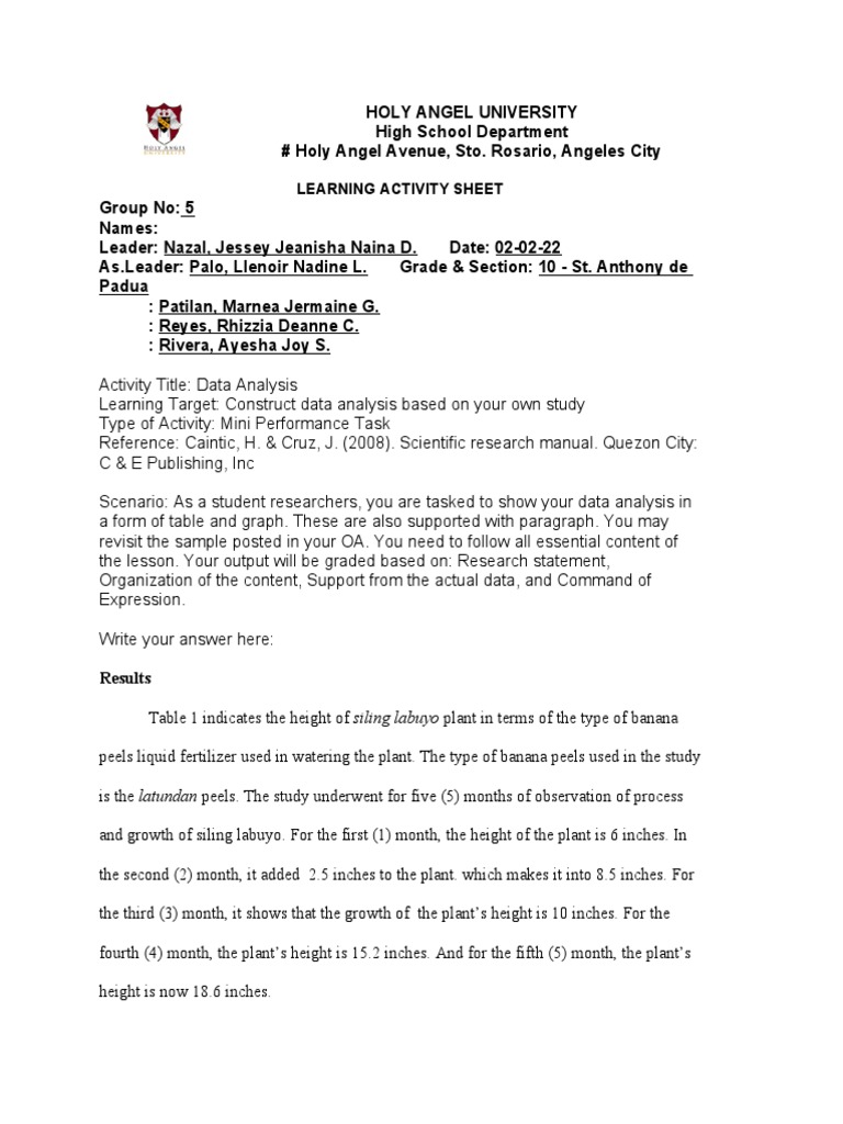 Mini Peta Data Analysis Group 5 | PDF | Essays | Leaf