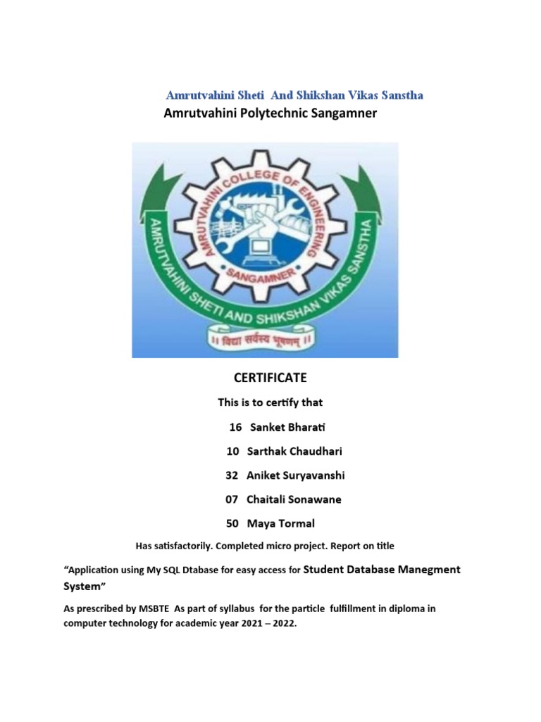 Dbms Microproject New 1 Pdf Databases Software Engineering