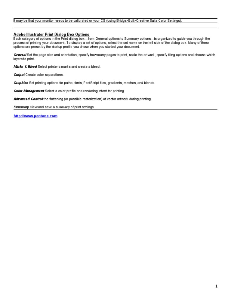 Adobe Illustrator Print Dialog Box Options | PDF | Printer (Computing ...