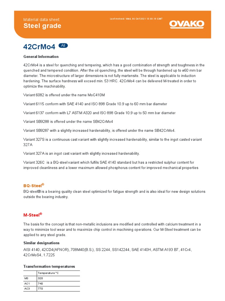 42crmo4: Steel Grade | PDF | Steel | Chemistry