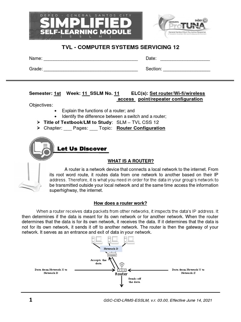 TVL - Computer Systems Servicing 12 | PDF | Computer Network | Router (Computing)