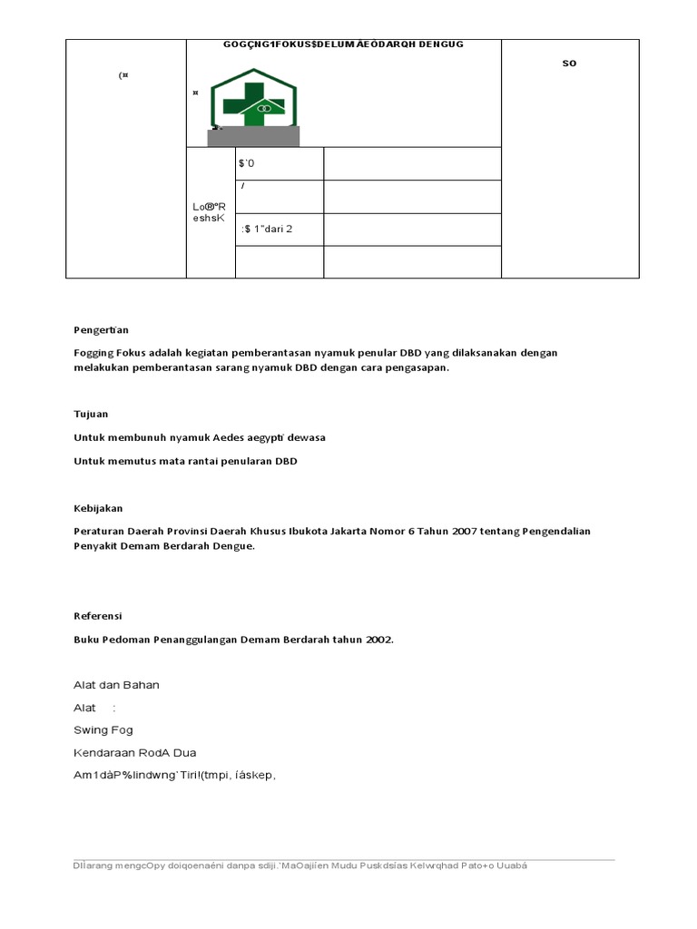 SOP DBD - Fogging Fokus DBD | PDF