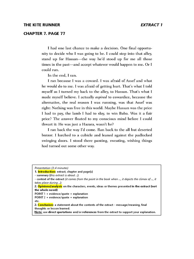 The Kite Runner Extracts | PDF