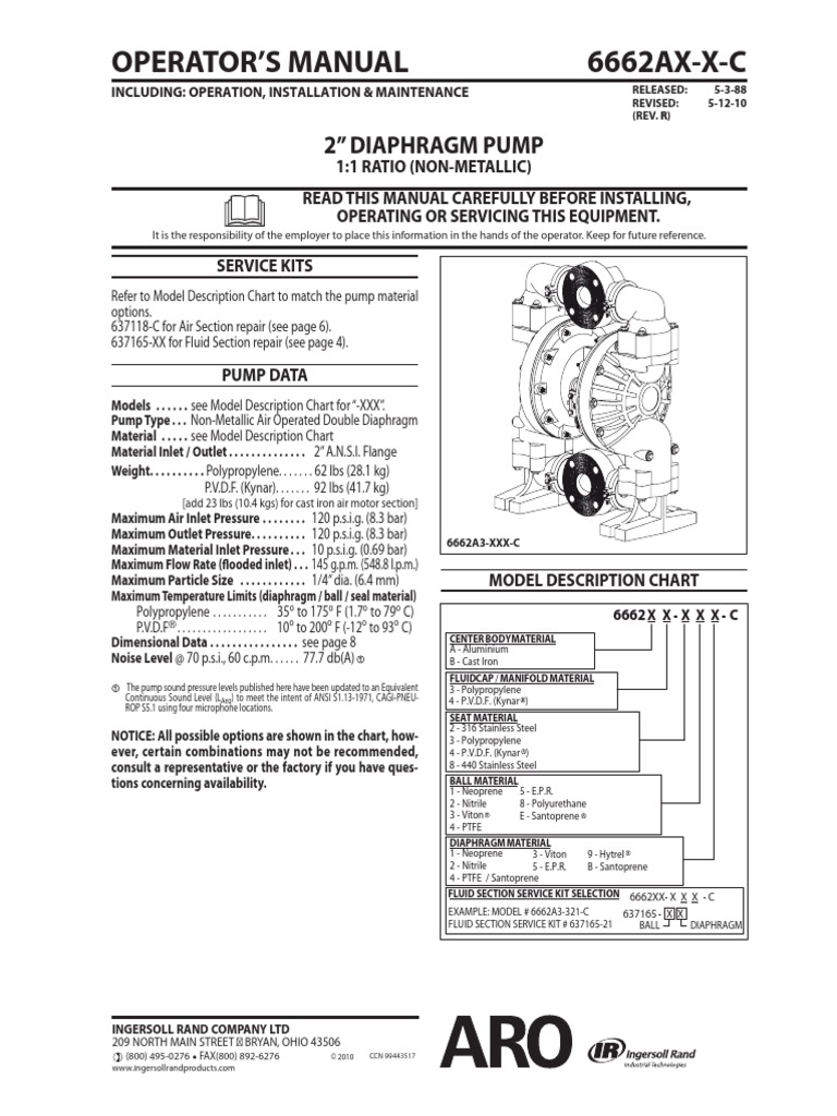 Ingersoll Rand PRO Series 2 in Metallic Diaphragm Pumps | PDF | Pump ...