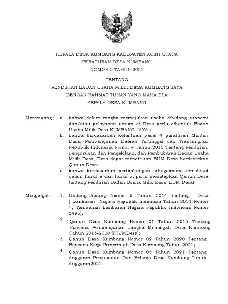 Perdes BUMDes | PDF