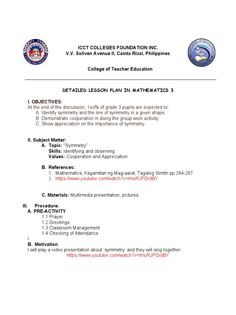 L. Objectives:: 1. Mathematics, Kagamitan NG Mag-Aaral, Tagalog Simitri ...