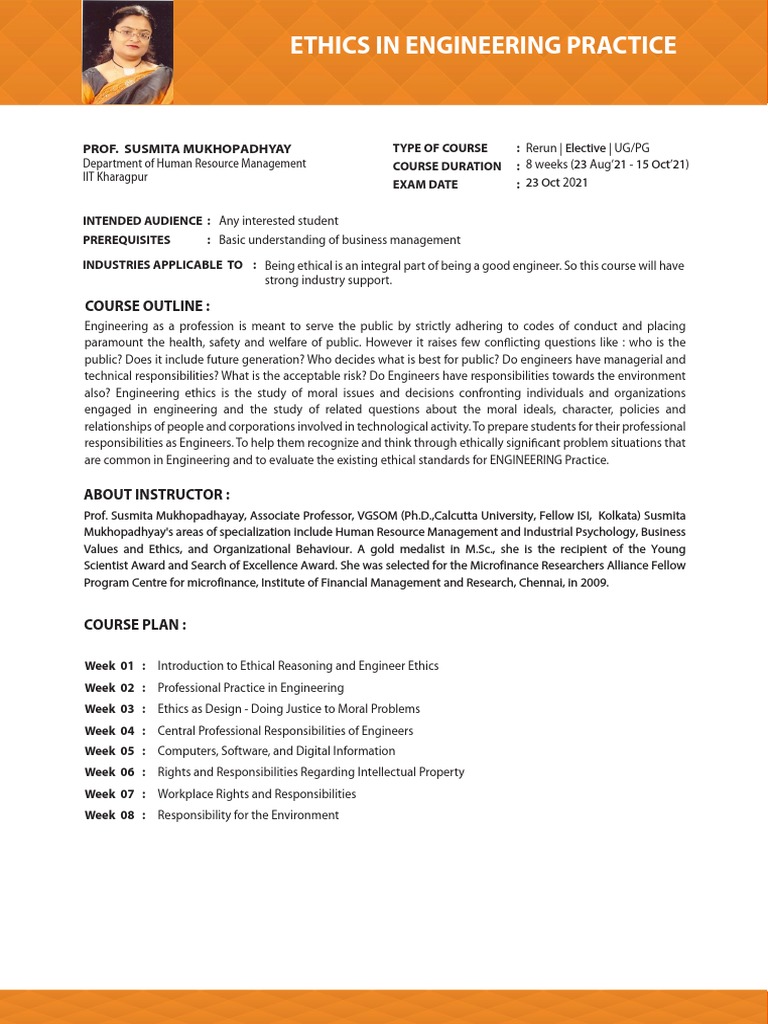 Engineering Ethics Course Guide | PDF | Engineer | Engineering