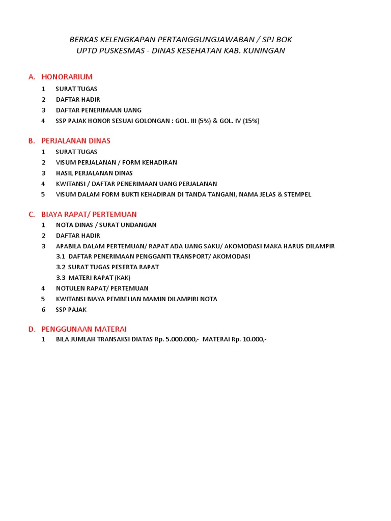 Contoh SPJ Kegiatan Dinas Kesehatan | PDF