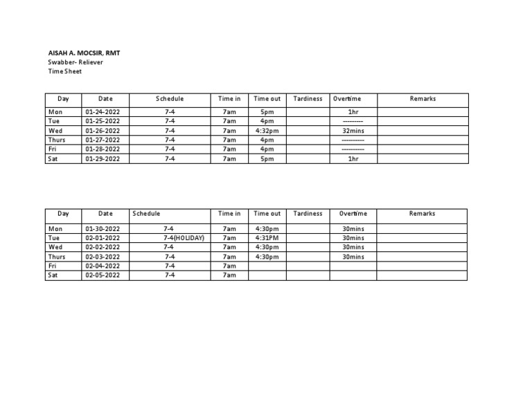 Time Sheet | PDF
