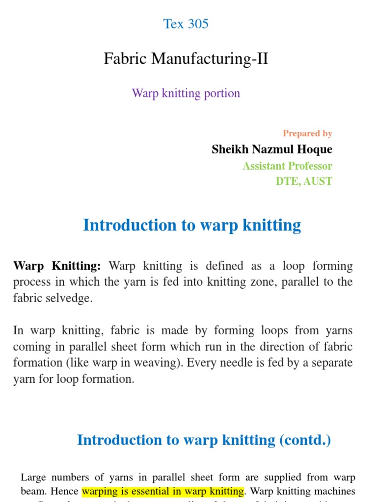 Lectures Warp Knitting | Download Free PDF | Knitting | Gauge (Knitting)