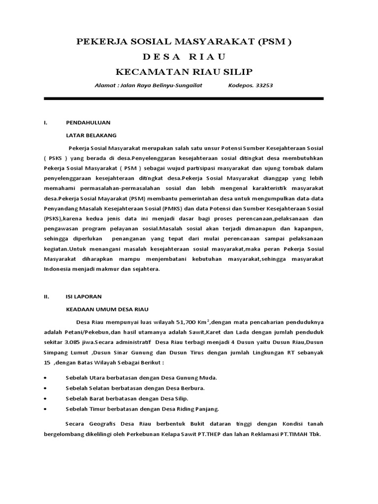 Laporan PSM 2018 Agust-Des | PDF