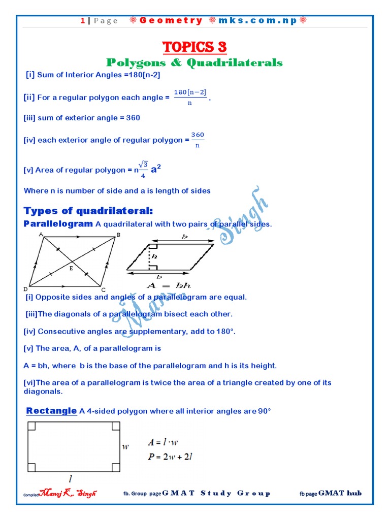 GMAT Geometry Topics 3 | PDF | Rectangle | Area