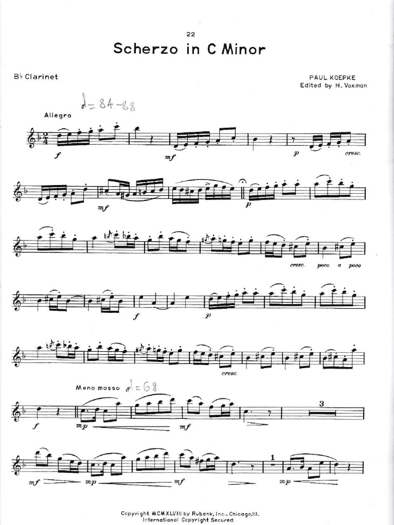Scherzo in C for Clarinet by Koepke | PDF