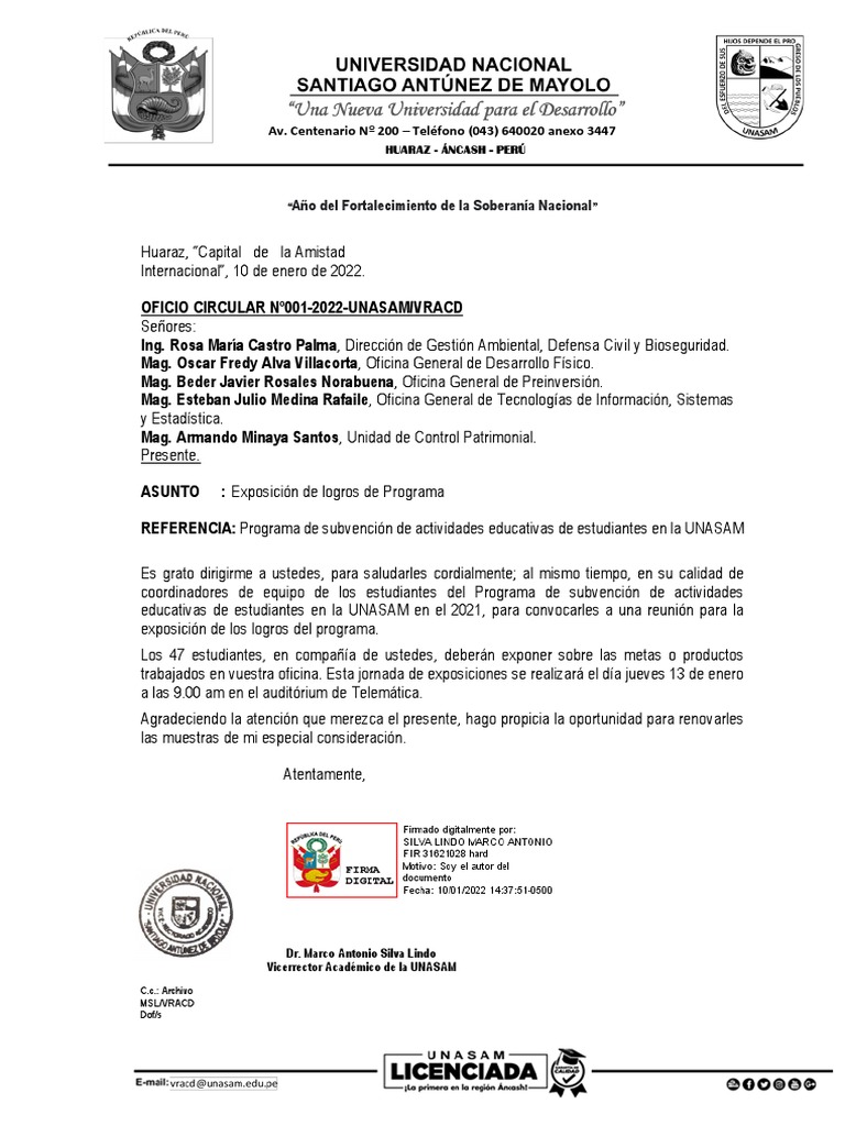 Oficio Circular 01-2022 (R) | PDF