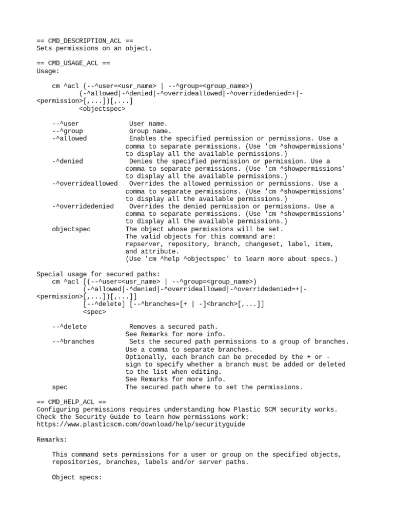 Set Permissions with Plastic SCM ACL | PDF | Computer File | Version Control