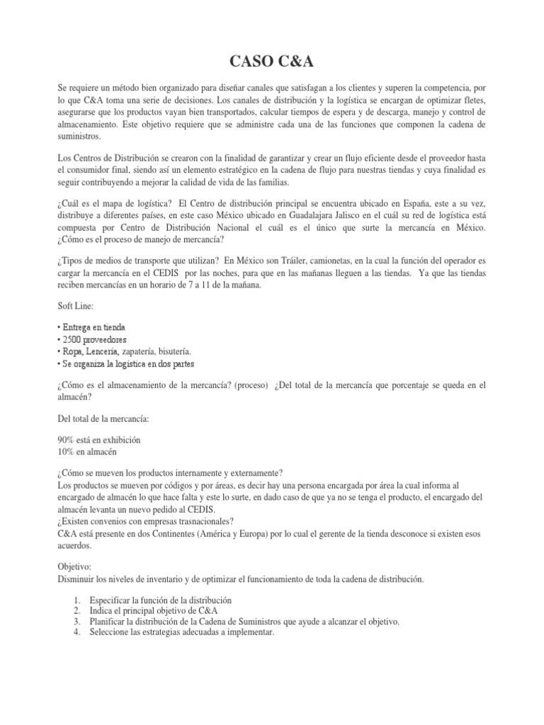 Caso C&a | PDF | Logística | Almacén