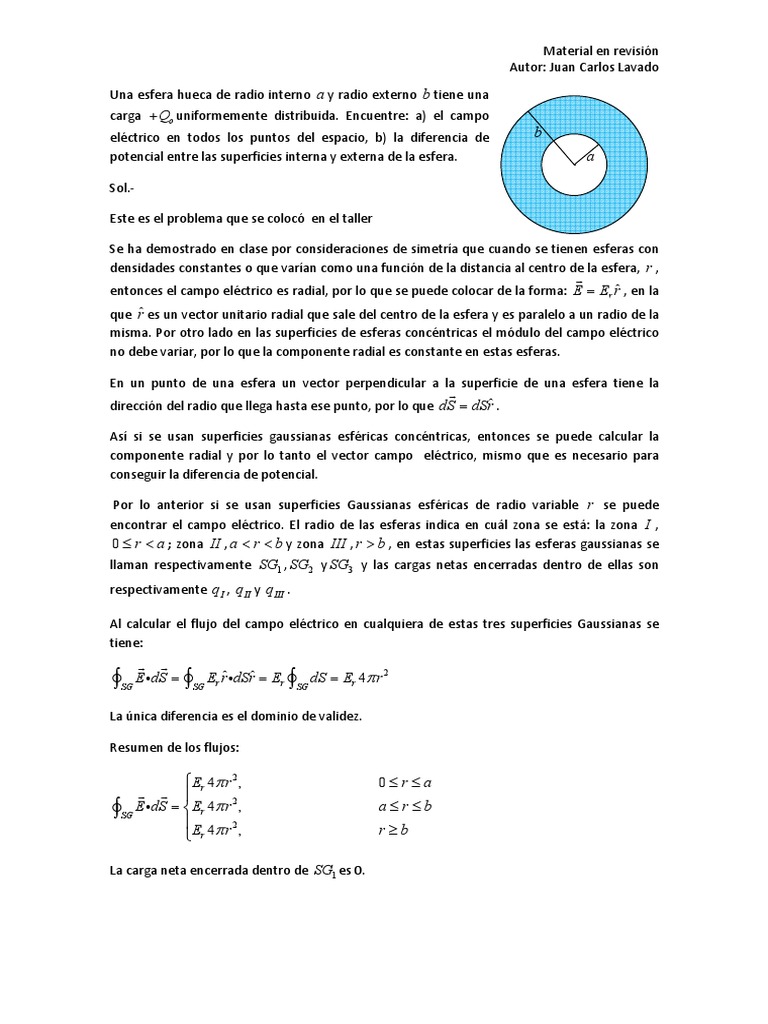 Campo eléctrico en esfera hueca | PDF | Campo eléctrico | Vector Euclidiano