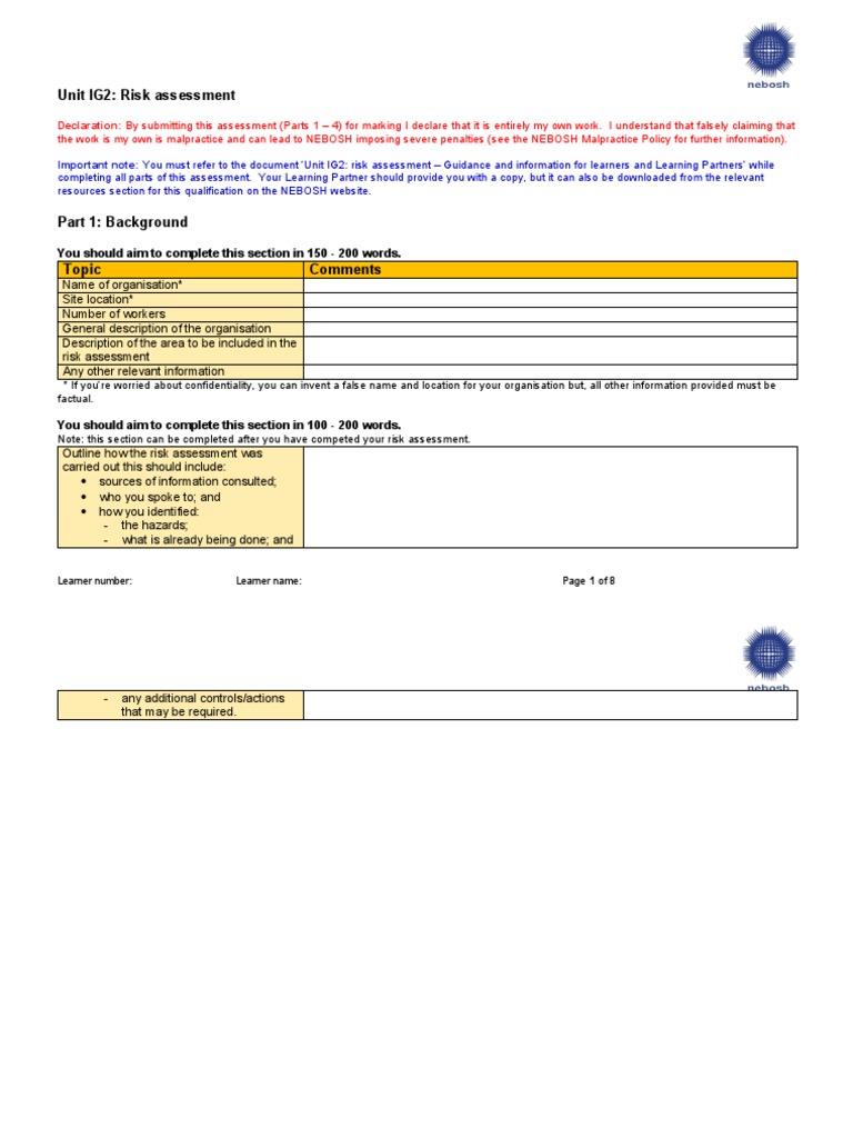 Ig2 Forms Electronic Submission v3 | PDF | Risk | Risk Assessment
