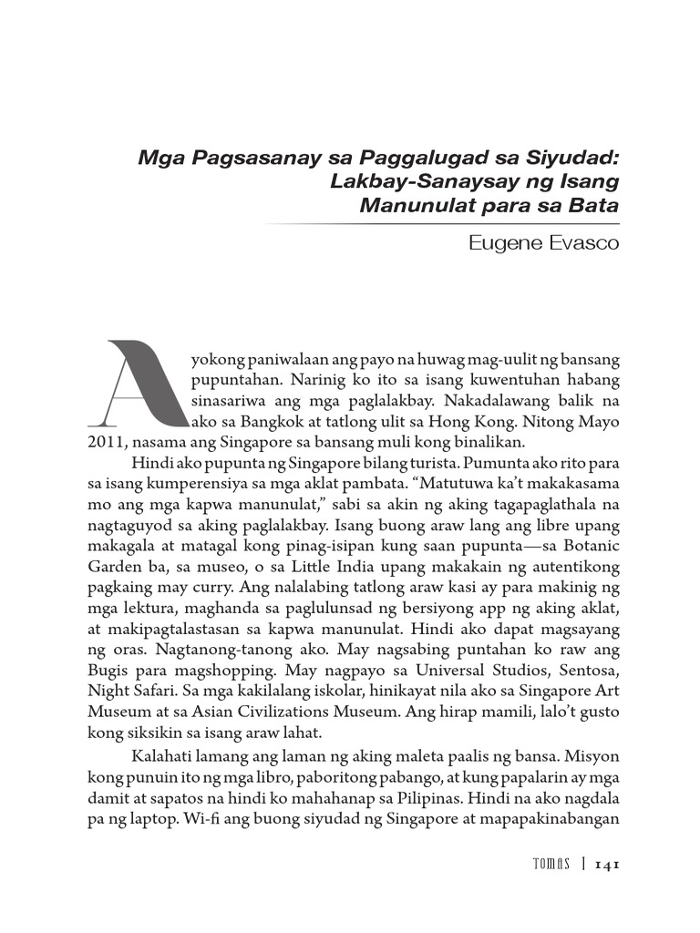15 Mga Pagsasanaysa Paggalugad Sa Siyudad Eugene Evasco | PDF