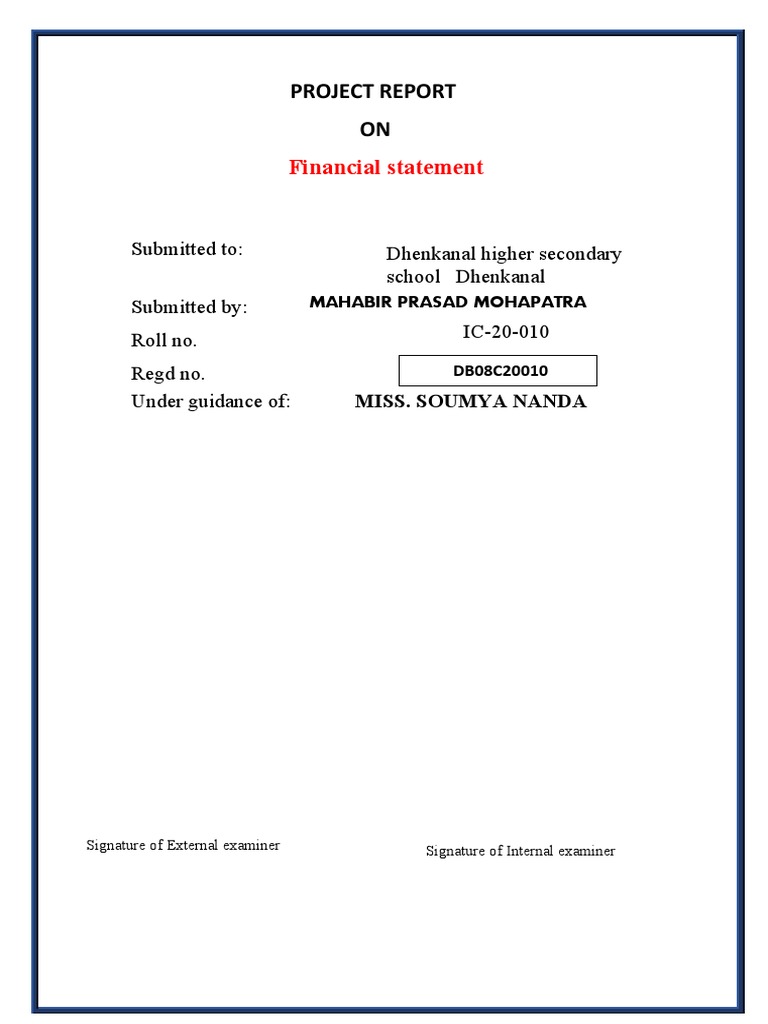 Project Report ON: Financial Statement | PDF | Balance Sheet | Income ...